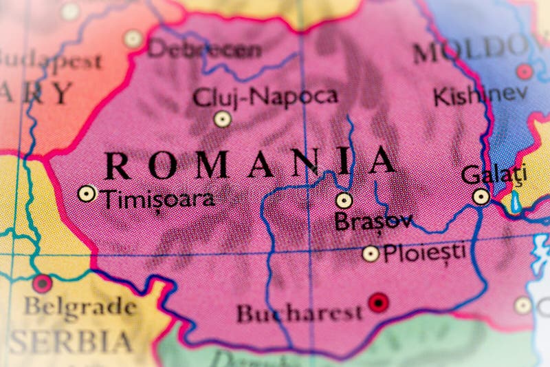 Romania Highlighted on a World Map Stock Photo - Image of exploration ...