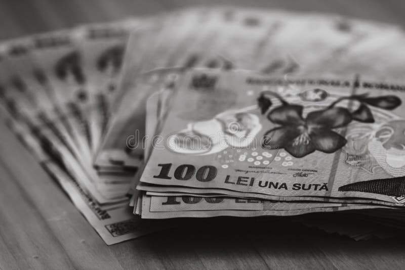 Romanian LEI Currency Banknote. RON Money European Currency Stock Photo ...