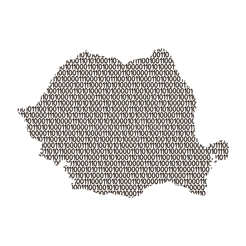 Romania Map Abstract Schematic from Black Ones and Zeros Binary Stock ...
