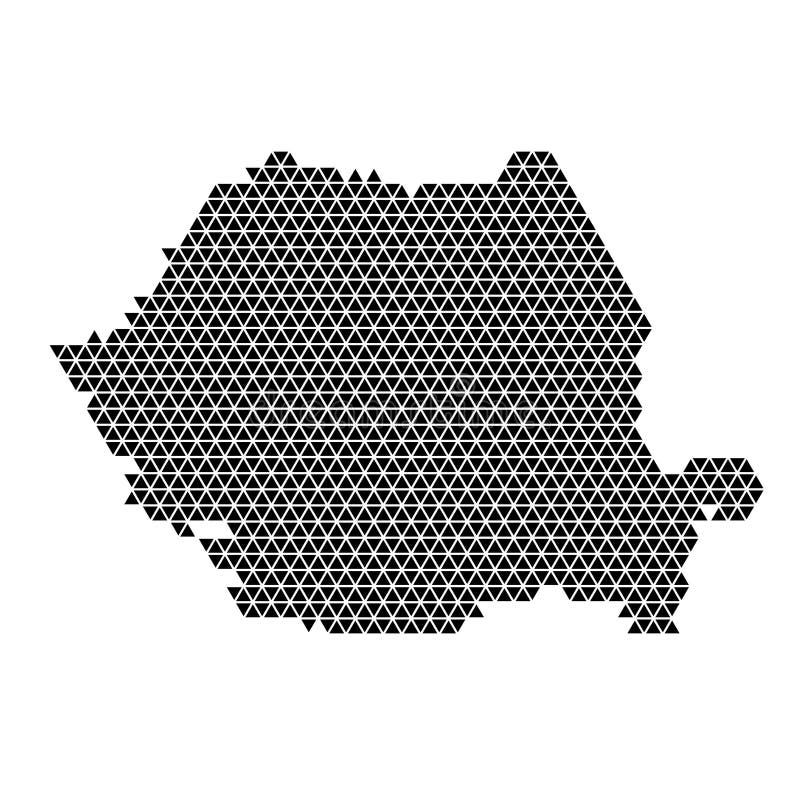 Romania Map Abstract Schematic from Black Triangles Repeating Pattern ...