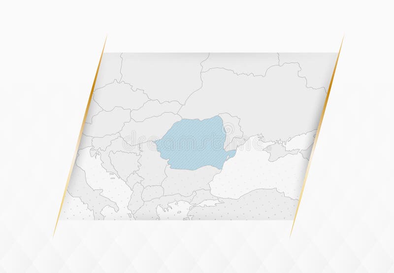 Romania Map in Blue with Gold Framed Accents. Modern Vector Map of ...