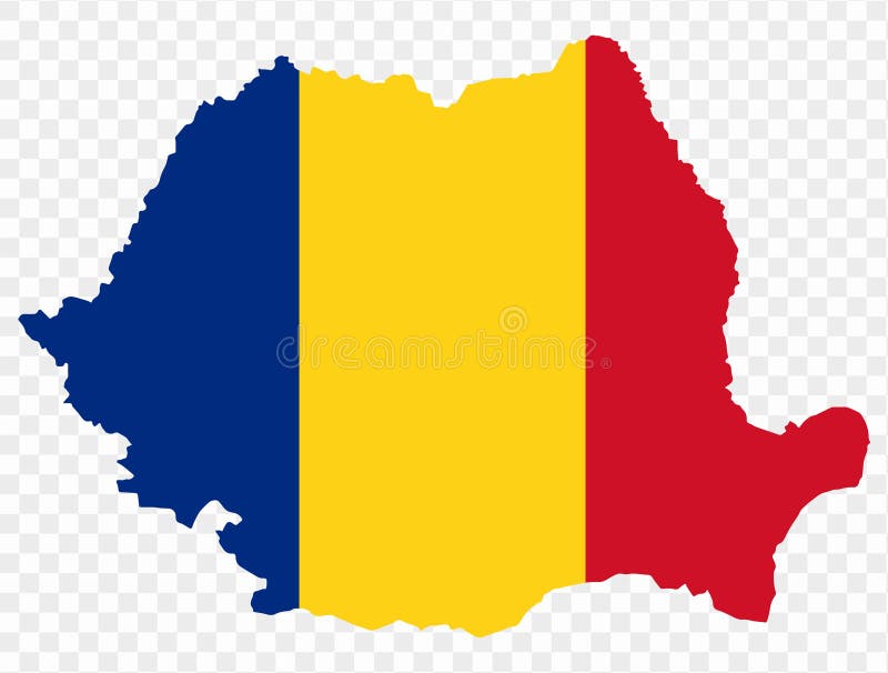 Romania Map Flag on Transparent Background. Vector Illustration Stock Vector - Illustration of ...