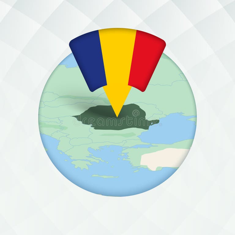 Romania Map Highlighted with Flag Marker Stock Vector - Illustration of ...