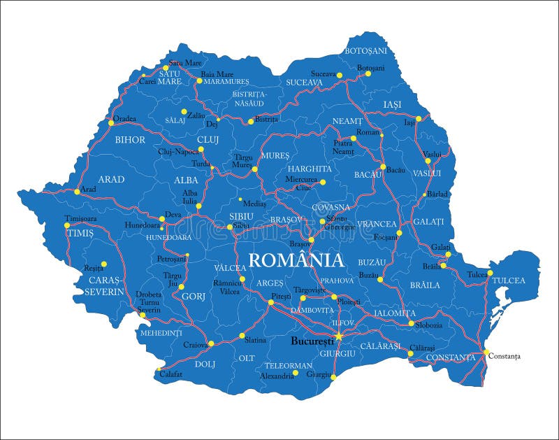 Romania map stock vector. Illustration of geography - 191550815