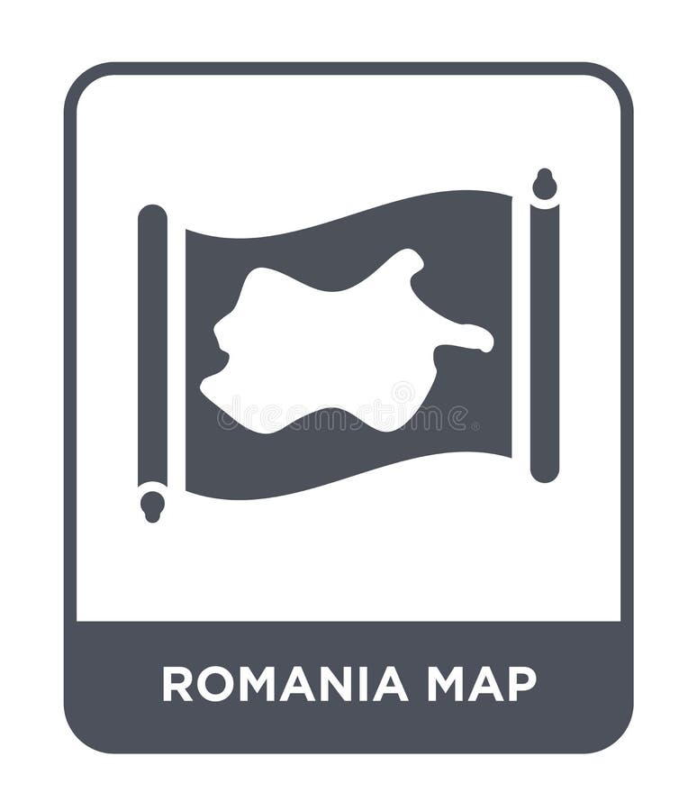 Romania Map Icon in Trendy Design Style. Romania Map Icon Isolated on ...