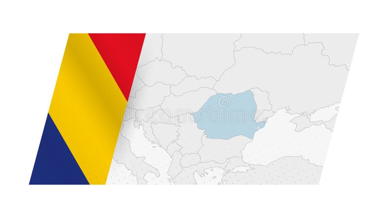 Romania Map in Modern Style with Flag of Romania on Left Side Stock ...
