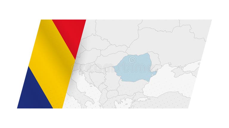 Romania Map in Modern Style with Flag of Romania on Left Side Stock ...