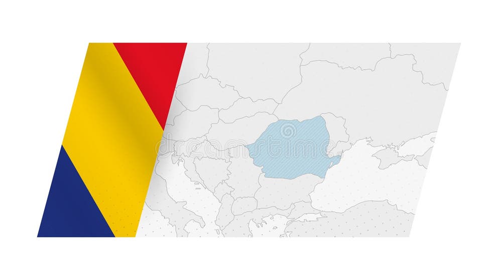 Romania Map in Modern Style with Flag of Romania on Left Side Stock ...