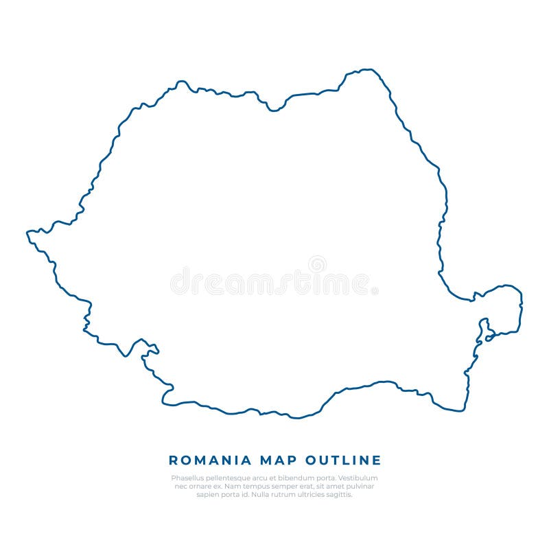 Blue Romania Map with Outlined Regions and Regions Names, Isolated on ...