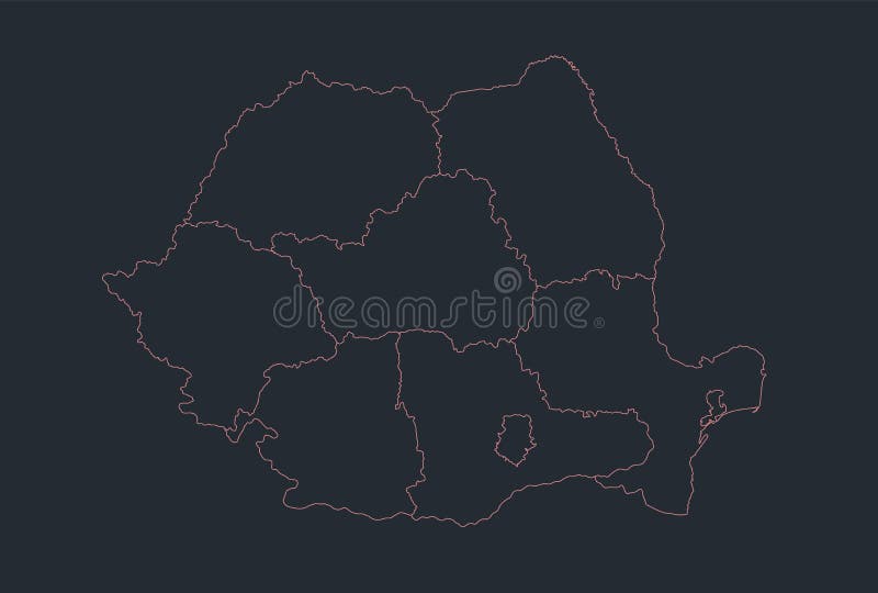 Romania Map Outline, Flat Design, Raster Blank Stock Vector ...
