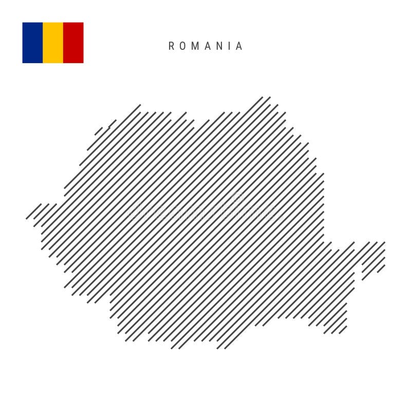 Romania Map from Pattern of Black Slanted Parallel Lines. Flat Vector ...
