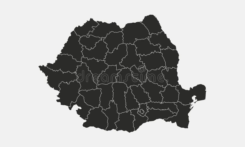 Romania Map with Regions Isolated on White Background. Stock Vector ...