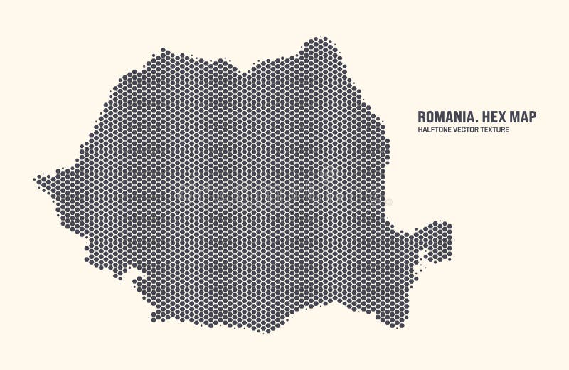 Romania Map Vector Hexagonal Half Tone Pattern Isolated on Light ...