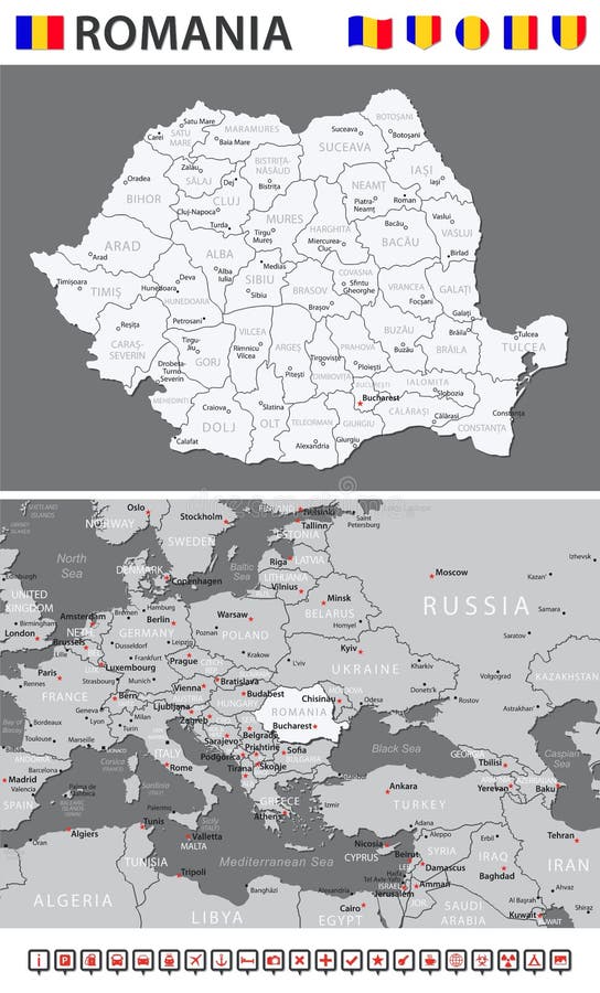 Romania Map - Vector Infographic Set Stock Illustration - Illustration ...