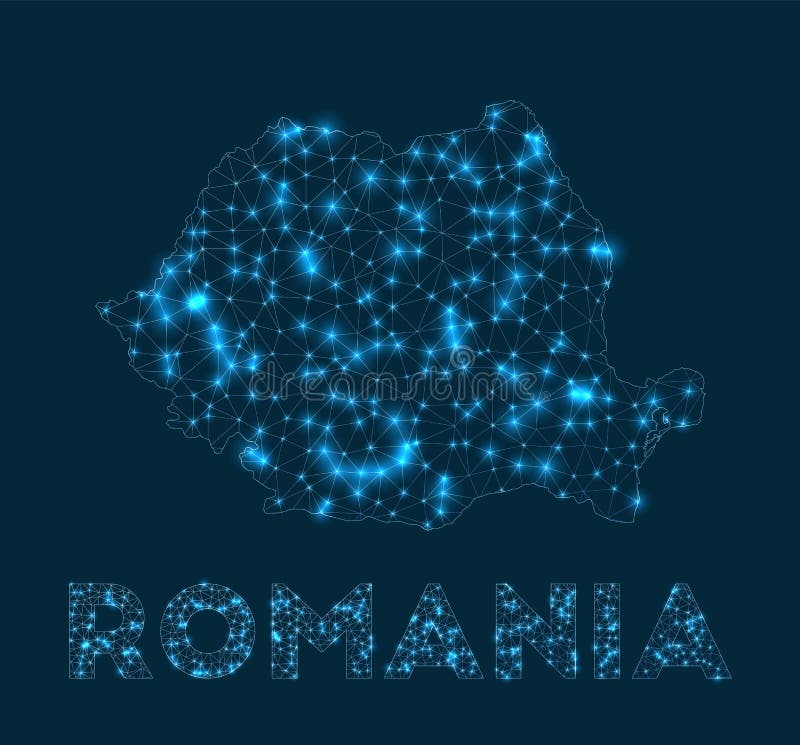 Vector Romania Map Outline with Retro Sunburst. Stock Vector ...