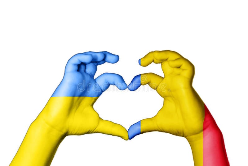 Romania Ukraine Heart, Hand Gesture Making Heart Stock Photo - Image of ...