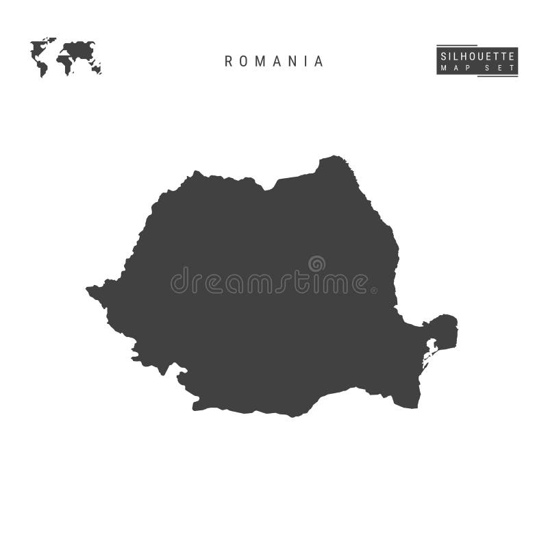 Romania Vector Map Isolated on White Background. High-Detailed Black ...