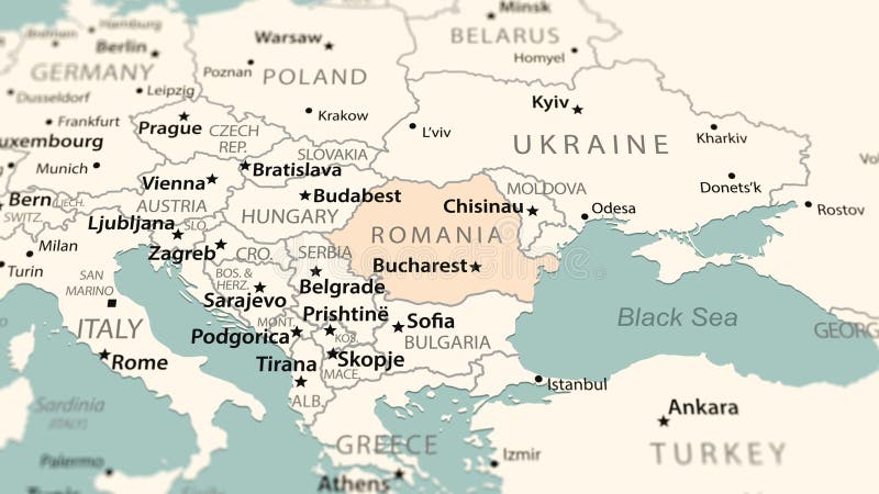Romania on the world map stock photo. Image of topography - 304481482
