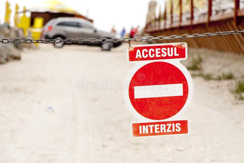 Romanian Access Forbidden Sign Stock Photo - Image of seashore ...
