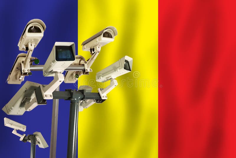 Romanian CCTV Camera on the Flag of Romania Surveillance, Security ...