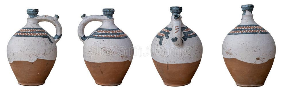 Romanian Ceramic Jug, with Traditional Painted Patterns, on Transparent ...