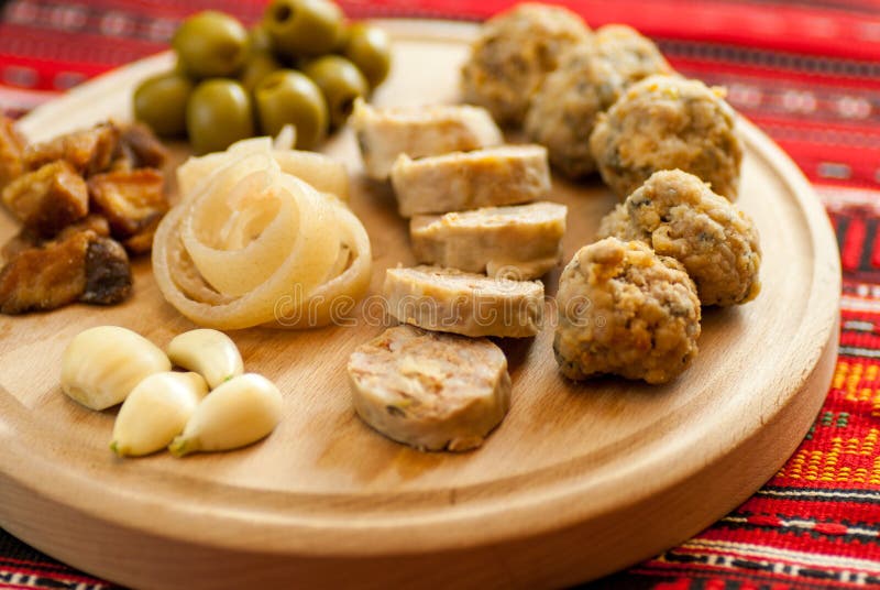 Romanian Christmas Appetizer Consist of Various Pork Dishes Stock Image ...