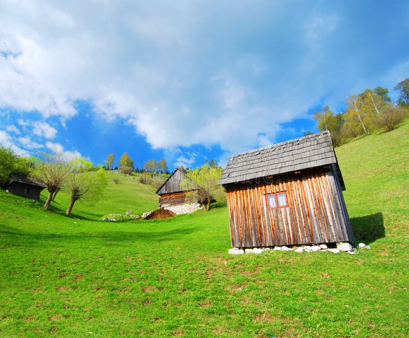 Romanian Countryside Chalets Stock Photo - Image of scenery, remoteness ...
