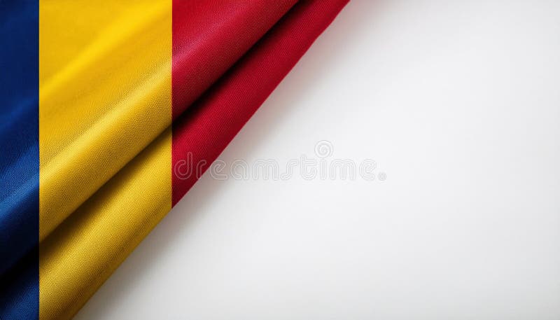 Romanian Flag Draped Elegantly on a Surface in Vibrant Colors of Blue ...