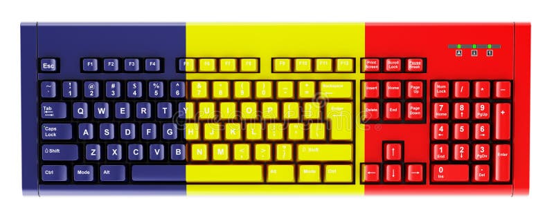 Romanian Flag Painted on Computer Keyboard. 3D Rendering Stock ...