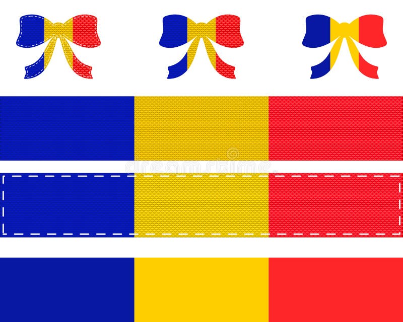 Romanian Flag on Ribbon and Bow Stock Vector - Illustration of textile ...