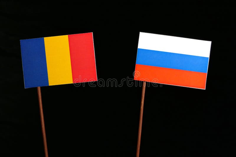 Romanian Flag with Russian Flag on Black Stock Photo - Image of market ...