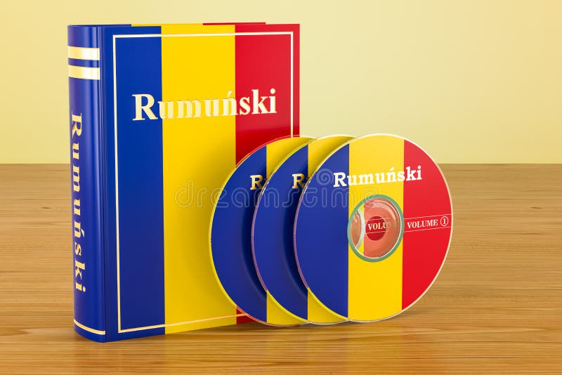 Romanian Language Textbook with Flag of Romania and CD Discs on Stock ...