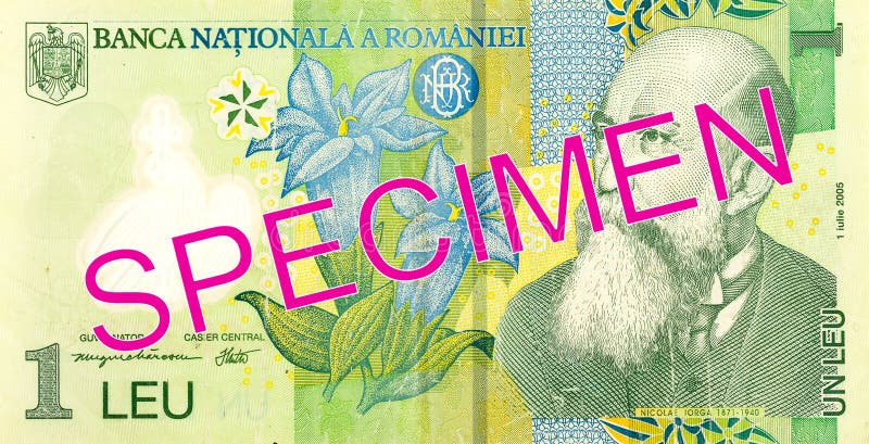 1 Romanian Leu Bank Note Obverse Stock Photo - Image of financial, bill ...