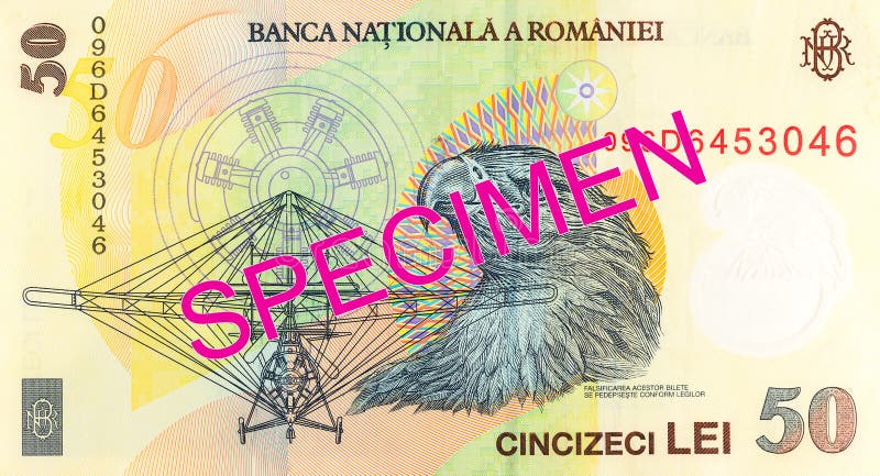 50 Romanian Leu Banknote Reverse Decline Graph Indicating Exchange Rate ...