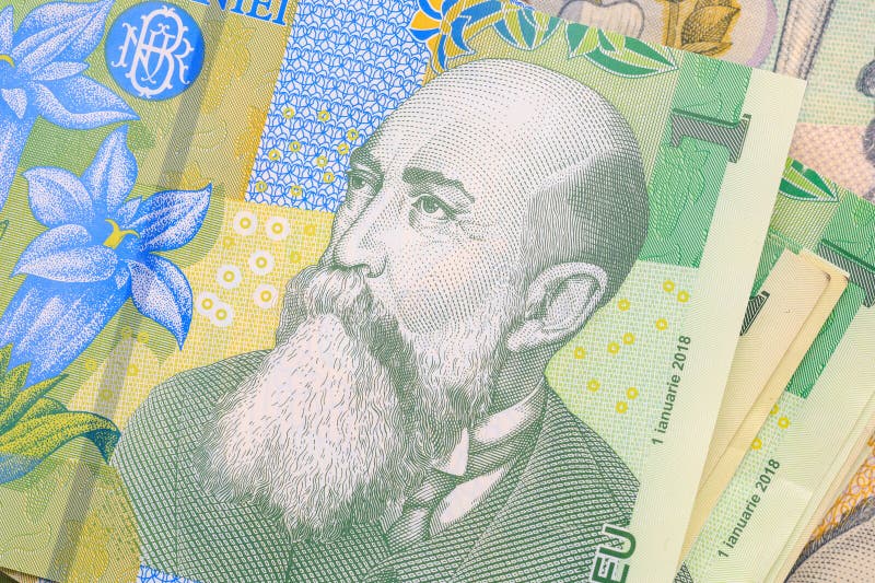 Romanian Leu Banknotes Featuring Prominent Historical Figures Stock ...