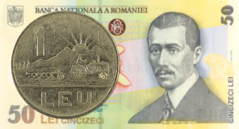 50 Romanian Leu Banknote Reverse in Shape of Romania Stock Image ...