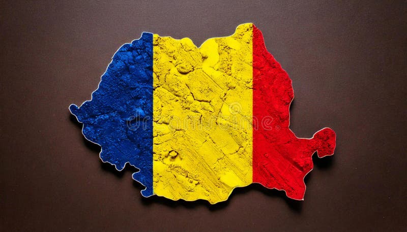 Romanian Map with the Flag Colors Stock Illustration - Illustration of ...