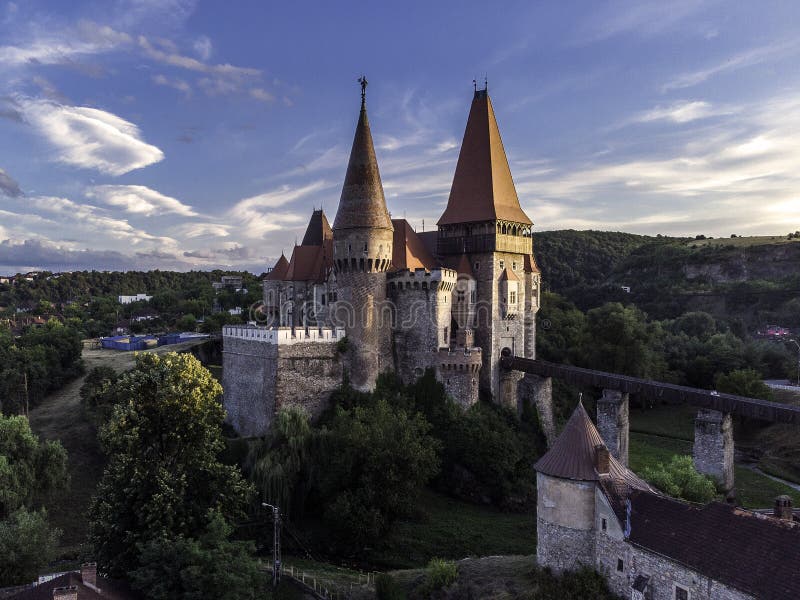 Romanian medieval castle stock image. Image of evening - 226844975