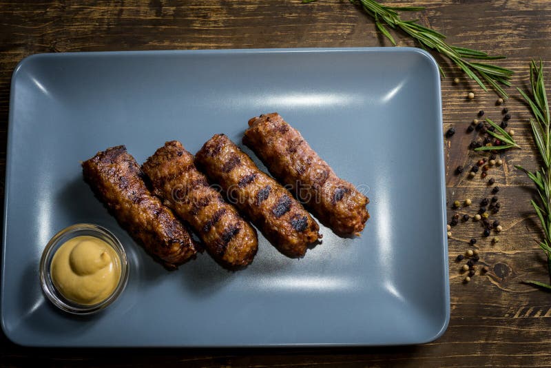 Mici stock photo. Image of food, mustard, mici, traditional - 12973496