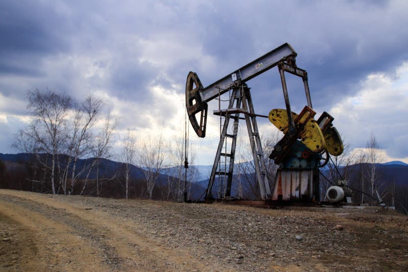 Romanian Oil Rig on the Mountain Stock Photo - Image of mountain ...