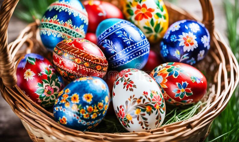 Romanian Painted Easter Eggs. Traditional Hand Painted Stock ...