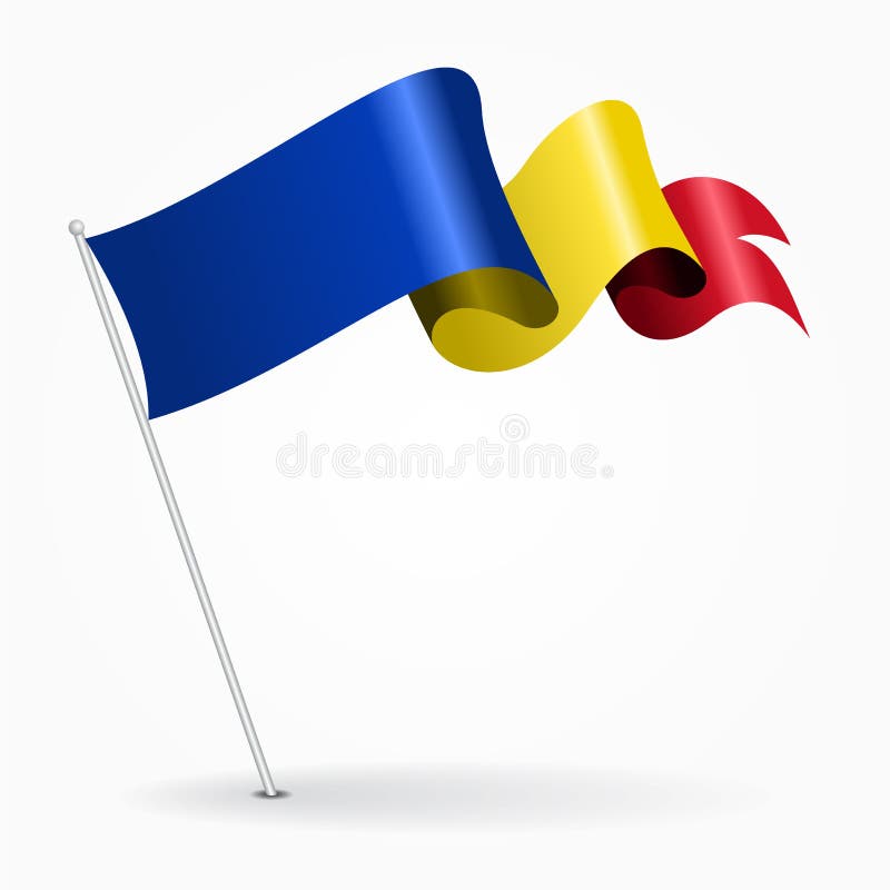 Romanian Pin Wavy Flag. Vector Illustration. Stock Vector ...