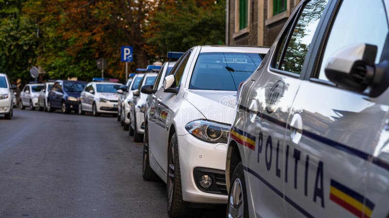 Romanian Police Car in Traffic during Rush Hour in Bucharest Editorial ...
