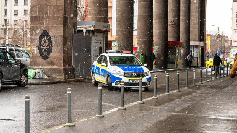 Romanian Police Car in Traffic during Rush Hour in Bucharest Editorial ...