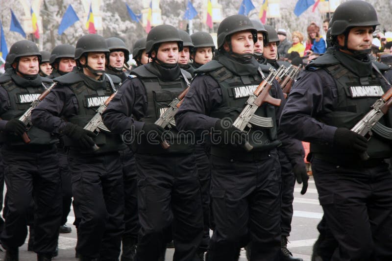 Romanian Riot Policemans March, National Day Editorial Photo - Image of ...
