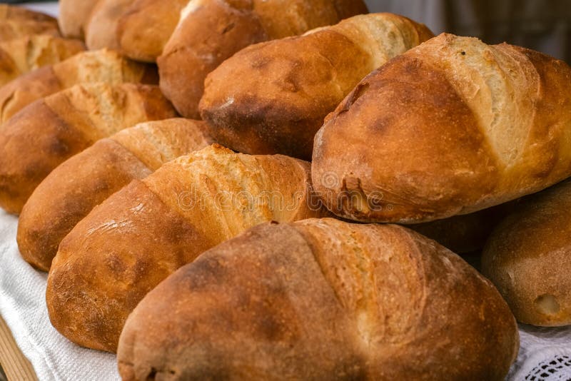 Romanian Traditional Bread at the Market Stall Stock Photo - Image of ...