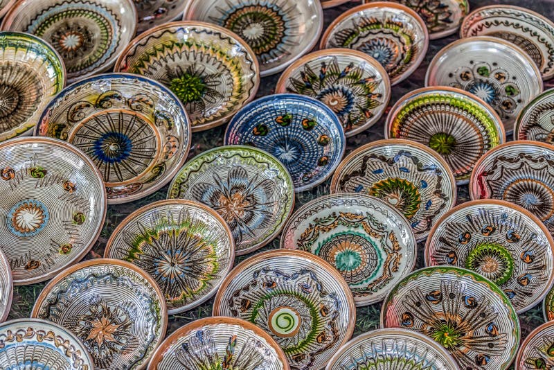 Romanian Traditional Ceramic in the Plates Form Stock Image - Image of ...