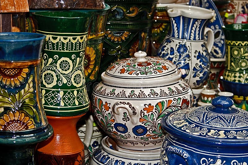 Romanian Traditional Ceramics 2 Stock Photo - Image of ornate, blue ...