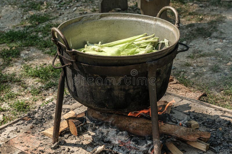 Romanian Traditional Food Prepared at the Cauldron Stock Photo - Image ...