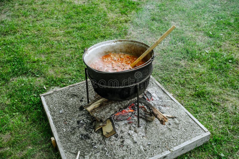 Romanian Traditional Food Prepared at the Cauldron on the Open Fire ...
